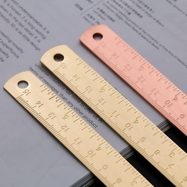 15cm Straight Ruler Vintage Brass Measuring Tools Metal Ruler Bookmark ...