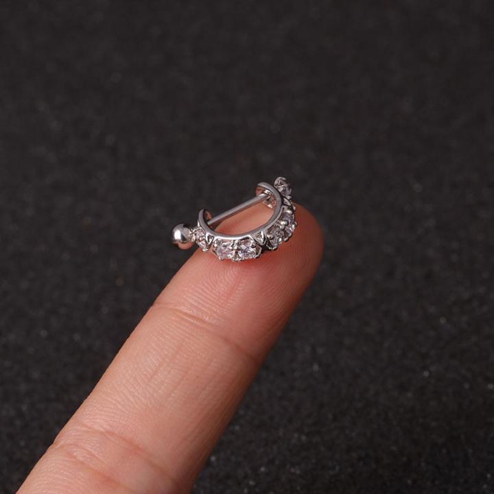 1Pc (0.8mm) Stainless Steel Barbell With Cz Hoop Cartilage Helix Daith ...
