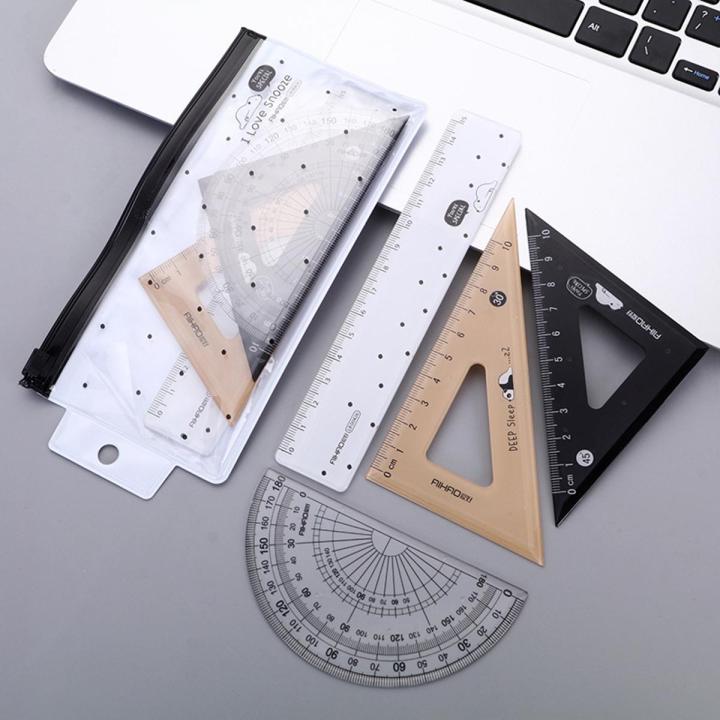 4 PCS Ruler Set Square Ruler Triangle Protractor Plastic Ruler Set ...