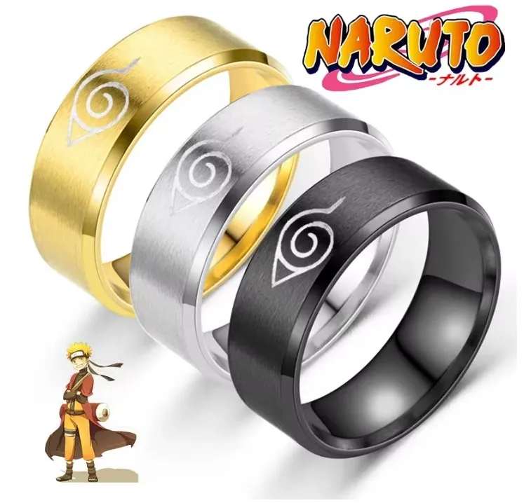 Unisex Anime Naruto Sharingan Hidden Leaf Stainless Steel Rings