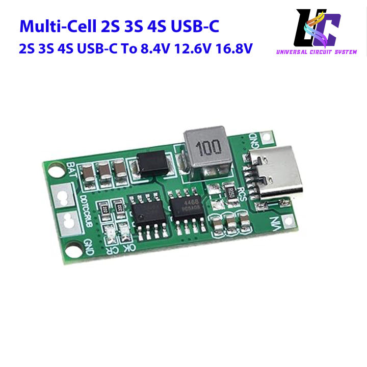 Multi-Cell 2S 3S 4S USB-C to 8.4V 12.6V 16.8V (4S 2A) Step-Up Boost LiPo Polymer Li-Ion Charger ...