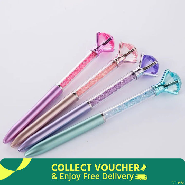 Diamond Rotating Ballpoint Pen Quicksand Rotary Ball Pens Crystal Gem ...