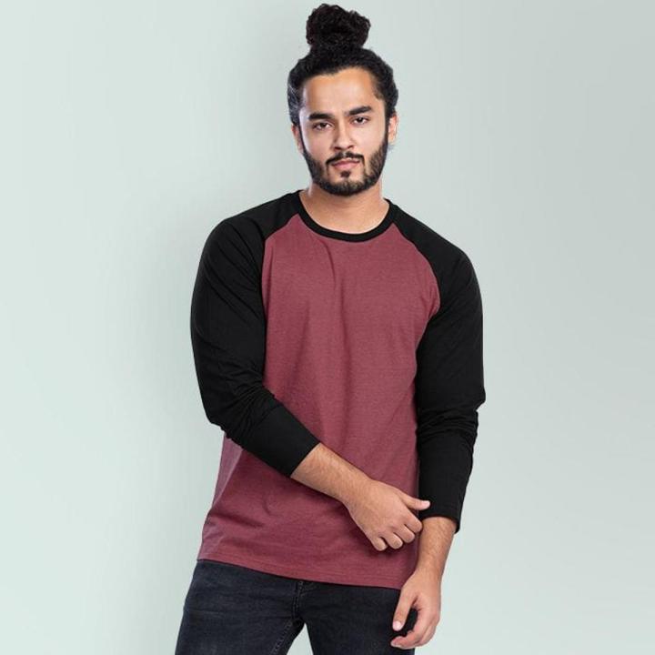 Raglan Full Sleeve Casual Maroon Color T-Shirt For Men - A Wardrobe ...