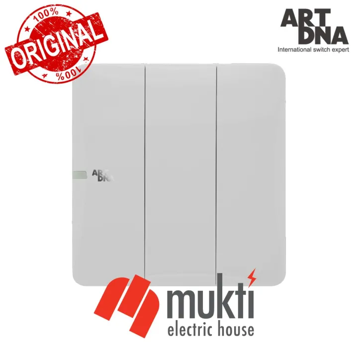 Art DNA A63 White Series 16A Three Gang Electrical Wall Switch Socket ...