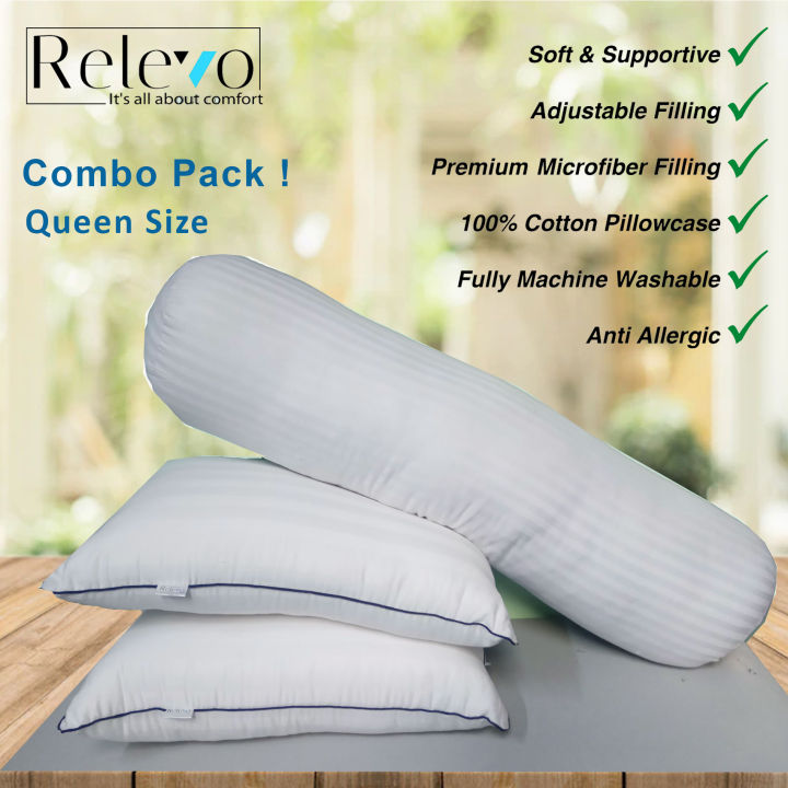 Relevo Premium Pillow - Queen Combo Pack | Daraz.com.bd