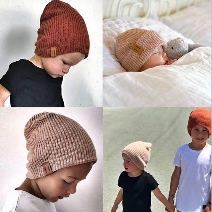 Baby Hat Kids Newborn Knitted Cap Crochet Solid Children Beanies Boys ...
