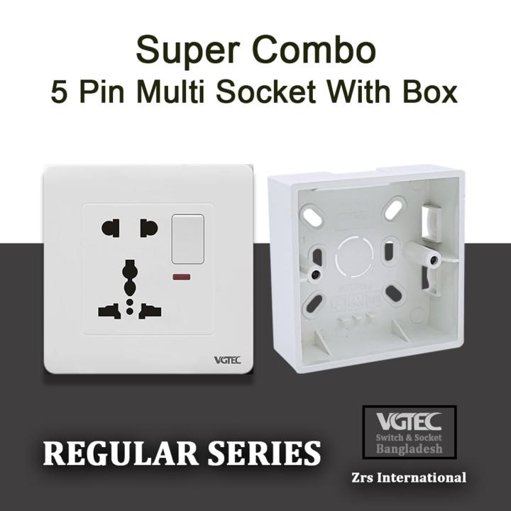 Combo - 5 Pin Multi Socket with box (Regular Series) - VGTEC | Daraz.com.bd