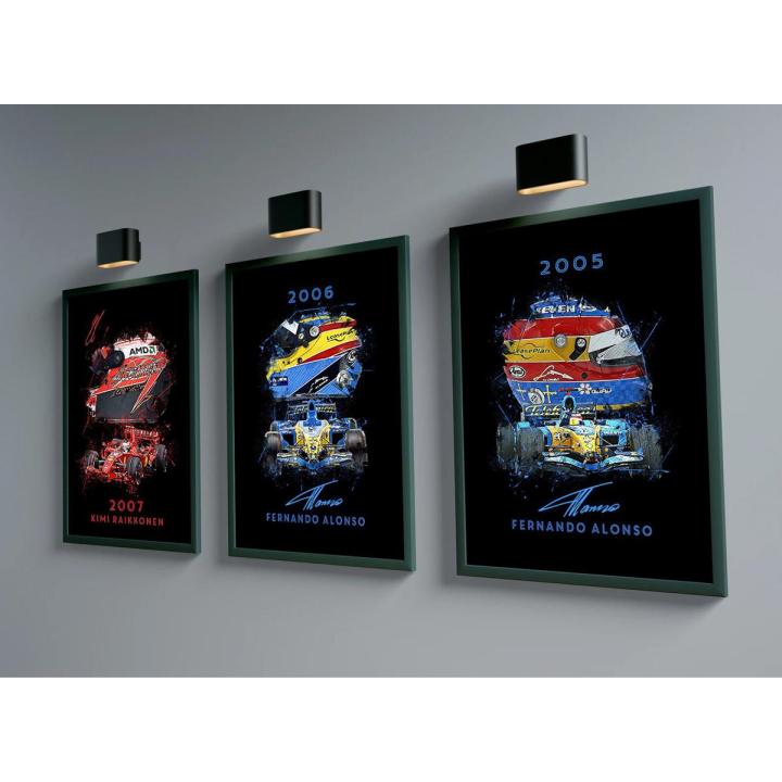 F1 Racing Formula Watercolor Cartoon Canvas Painting Wall Art Room ...