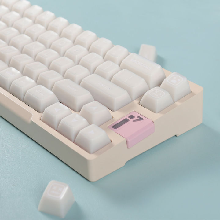 142 Keys SA Profile Marble Themed Double Shot PBT Keycaps Milk White ...