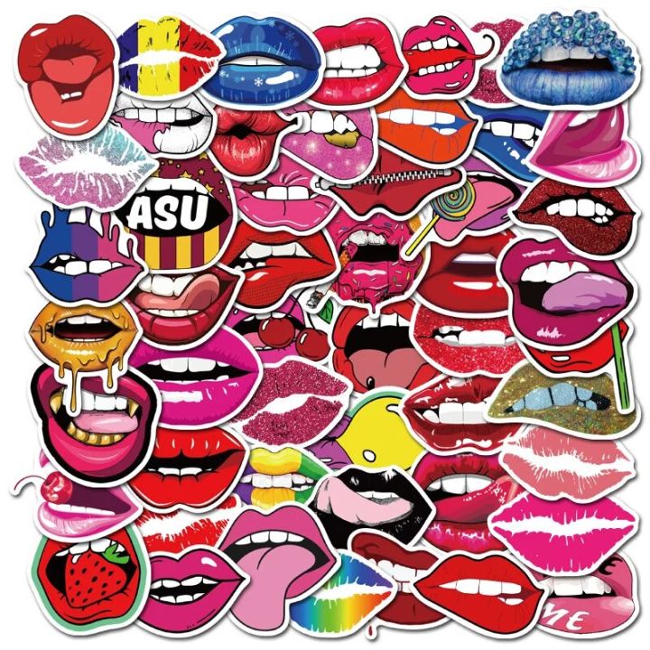 50PCS Hot Lips Cartoon Sticker For Cute Decal Stickers To Laptop Phone ...
