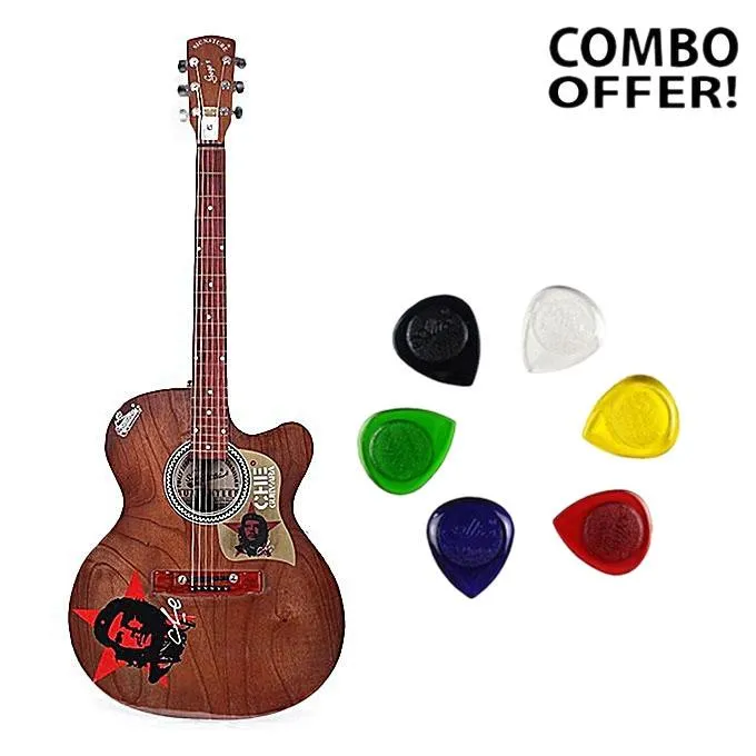 Combo of GOGO'S Acoustic Guitar - Brown and Alice 6 Pcs AP-100JS Picks ...