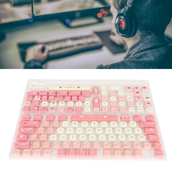 Keycap Set, 135 Keys PBT Mechanical Keyboard Keycaps Cream Strawberry ...