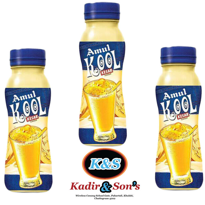 Amul_Kool Kesar_Flavour Milk Plastic Bottle - 180ml -3Pack | Daraz.com.bd