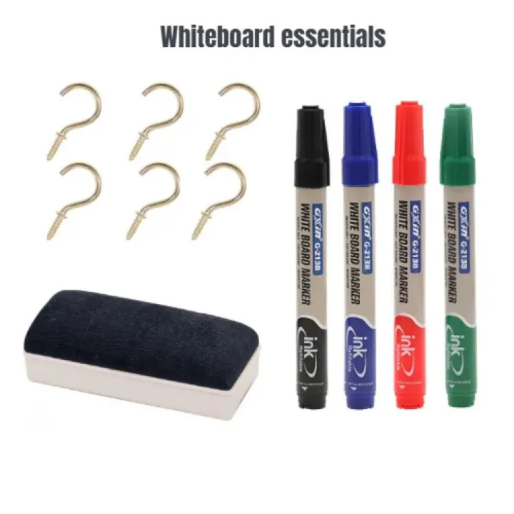 Whiteboard essentials combo (4color marker,1pcs duster,6pcs hook ...