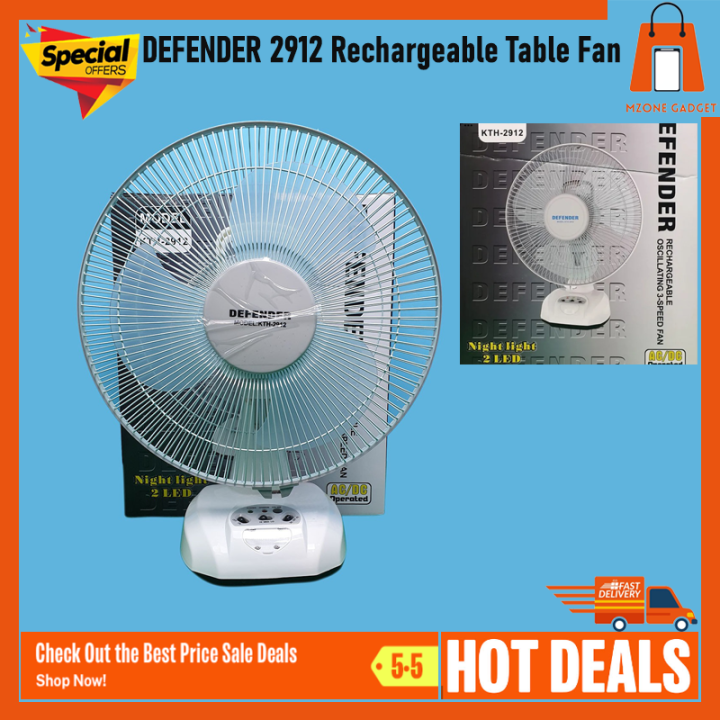 DEFENDER 2912 Table Fan 12inch Multifunctional Rechargeable Table Fan ...