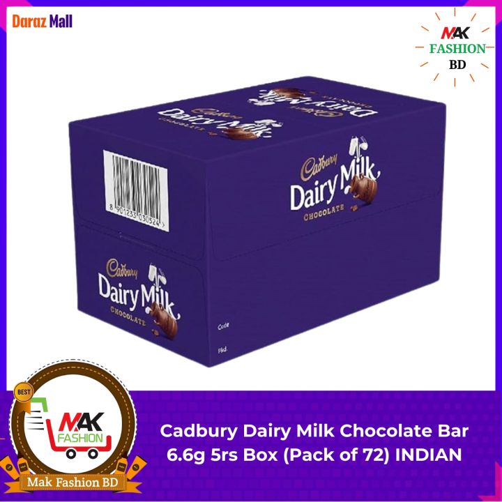 Cadbury Dairy Milk Chocolate Bar 6.6g 5rs Box (Pack of 72) INDIAN ...