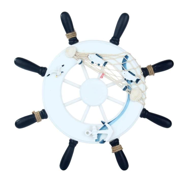 Ornamental Home Nautical Wall Marine Decor Wood Pirate Ship Helm Wheel ...
