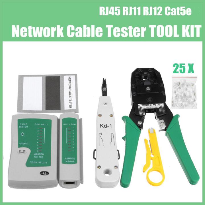 RJ45 RJ11 RJ12 Cat5e LAN Network Tool Kit Cable Tester Crimp Crimper ...