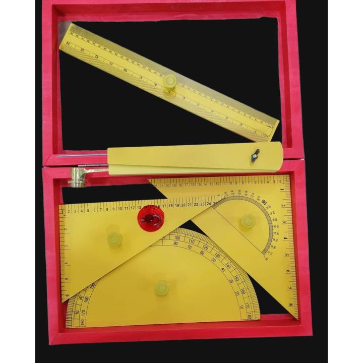 Wooden 5ps Geometry Box for Education, Professional Geometry Set Big ...