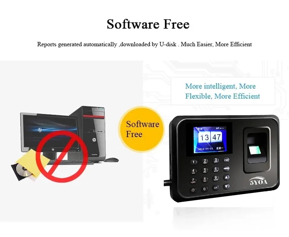 A01 biometric fingerprint punch usb time clock office attendance system ...
