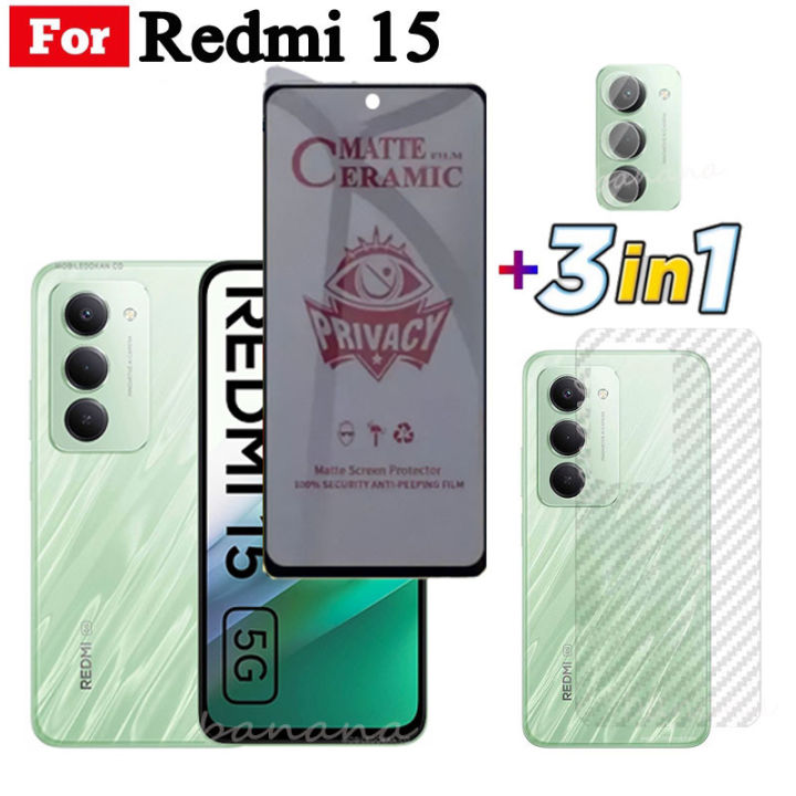 3 IN 1 Redmi 15 4G 5G Anti-Spy Privacy Ceramic film For Redmi 15C Redmi ...