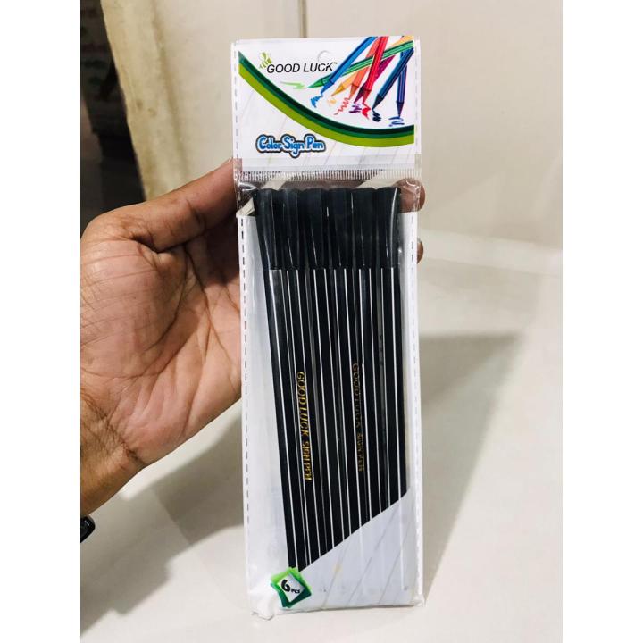 Good Luck Color Sign Pen (Black) 6Pcs | Daraz.com.bd