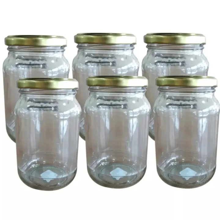 Glassware food jar , food container, glass jar (250 gm) black 6 piece ...