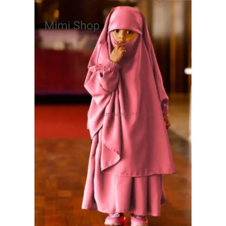 Khimar Borka adjusted niqab hijab full set Dubai cherry baby 4-10 years ...
