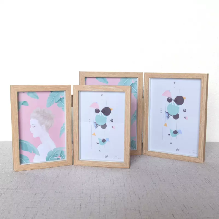 4R 4x6"folding wooden photo frame simple creative folding photo frame ...