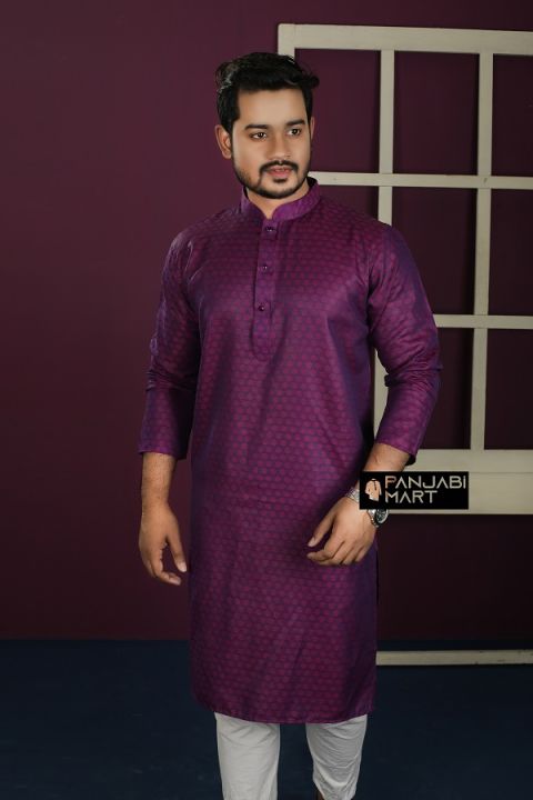 Stylish And Fashionable Peyaj Cotton Panjabi For Men | Daraz.com.bd