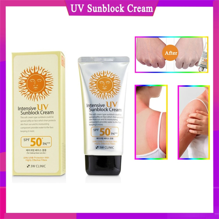 3W Clinic Sunscreen Intensive UV Sunblock Cream SPF50 + PA +++ Refreshing sunscreen anti UV 70ML ...