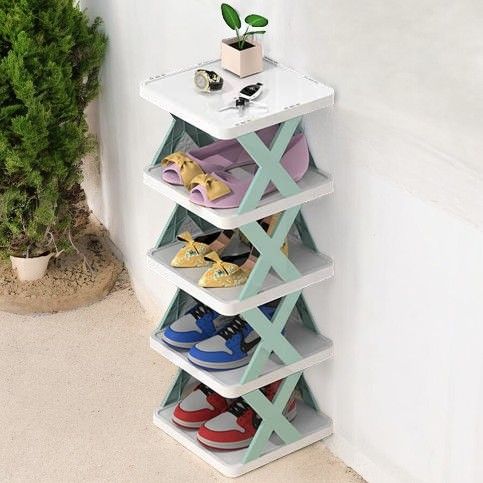 1 pcs Adjustable 5-Tier Folding Shoe Organizer: Multi-Layer Plastic ...