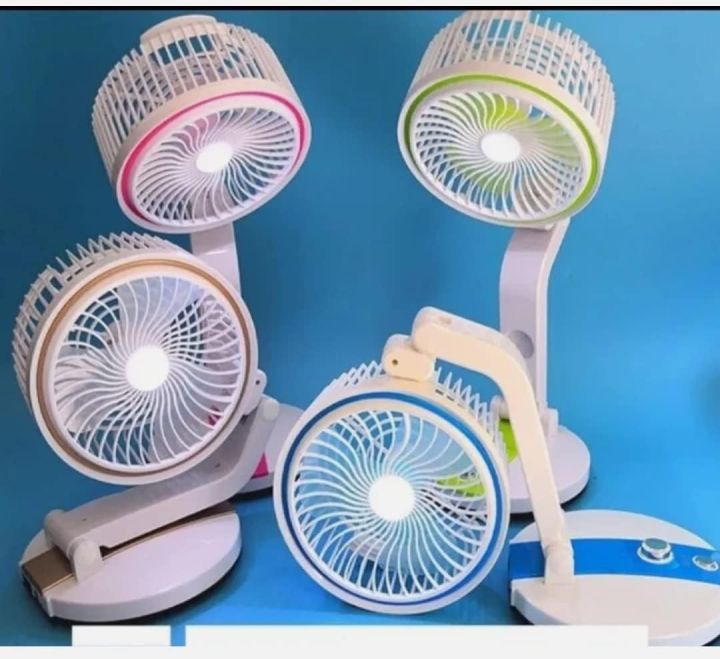 LR 2018 Rechargeable Folding Table Fan with Light Multifunctional Cute ...