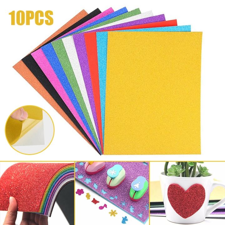 A4 Glitter Foam Sheet Sparkles Self Adhesive Sticky A4 Back Paper 10 ...