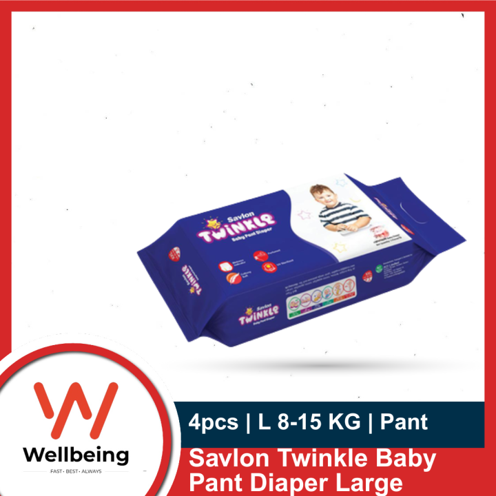Savlon Twinkle Baby Pant Diaper Large 8-15 KG 4 pcs | Daraz.com.bd
