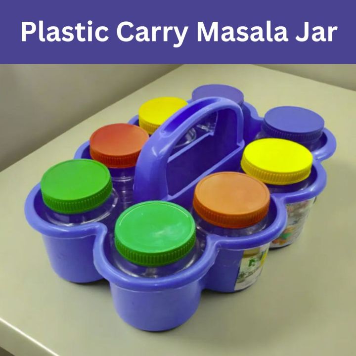 Plastic Carry Masala Jar 8 PIECES Kouta Set, Plastic Spice 8 Piece Box ...