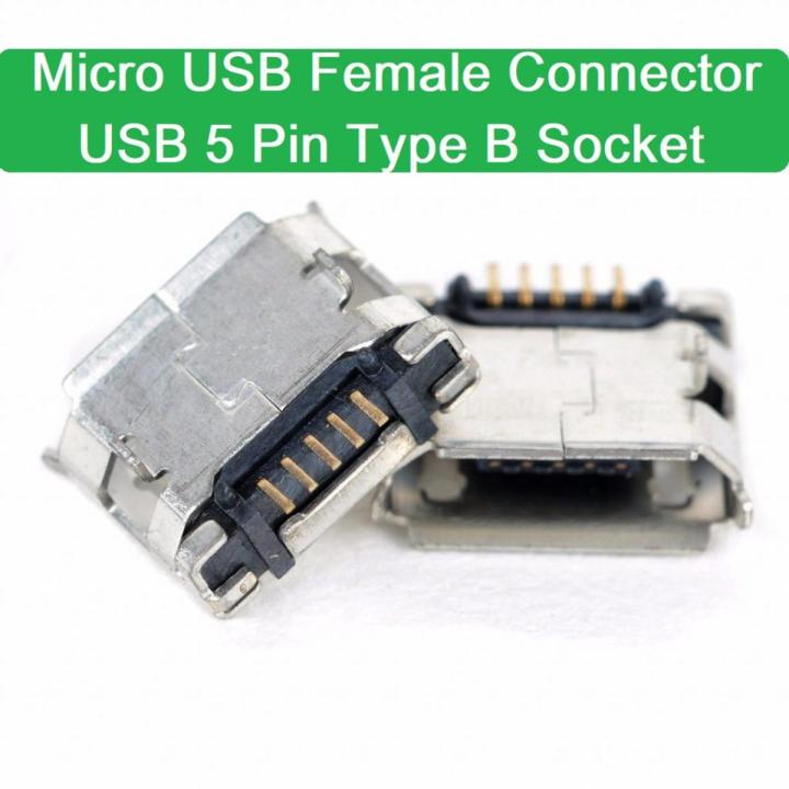 10Pcs Micro USB Female Connector USB DIP 5 Pin Type B Socket Adapter Solder Port Soldering ...