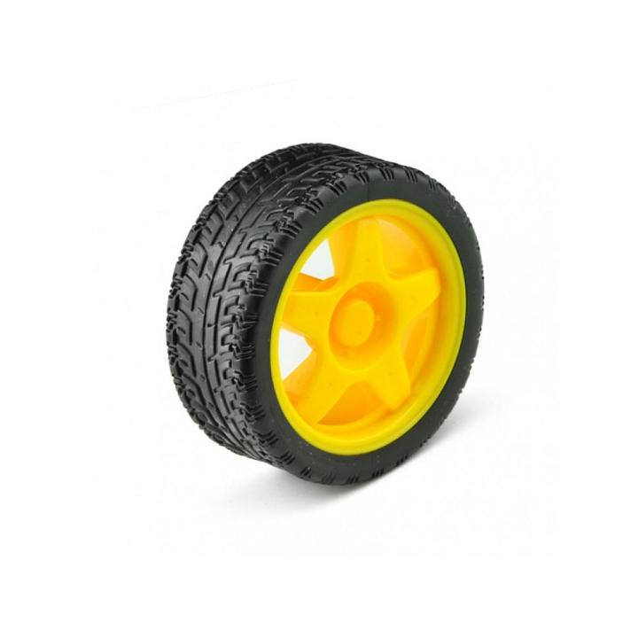 65Mm Rubber Wheels For Robotics With Yellow Frame And Black Tire (2 ...