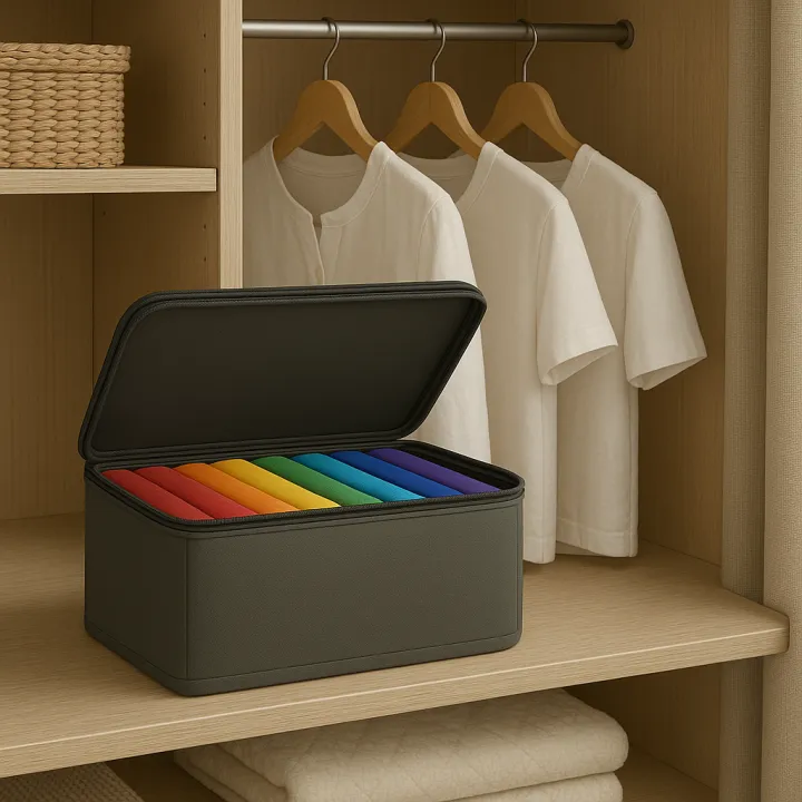 9-Grid Zippered Cloth Organizer Box – Covered Closet Storage Drawer ...