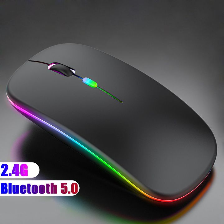 Wireless Mouse RGB Rechargeable Mice Wireless Computer Mouse LED ...