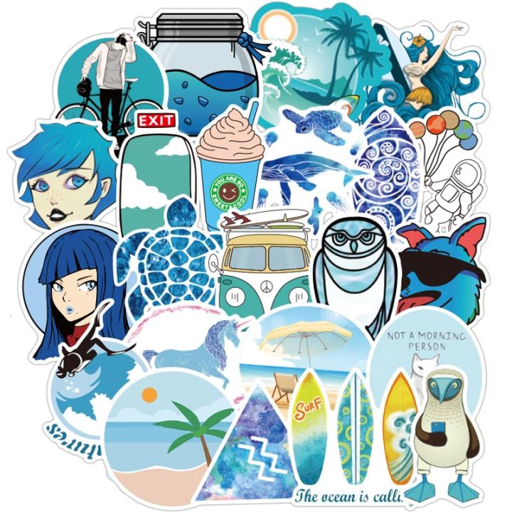 【3C VictoryEagle】Cartoon Blue Summer Graffiti Vsco Stickers For Motor ...