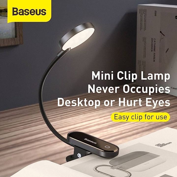 BASEUS DGRAD-0G Comfort Mini Rechargeable & Portable Reading Clip Lamp ...
