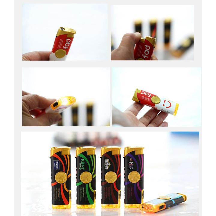 Multi Color Refillable Lighters Pocket Lighter With Spinner LED Light ...