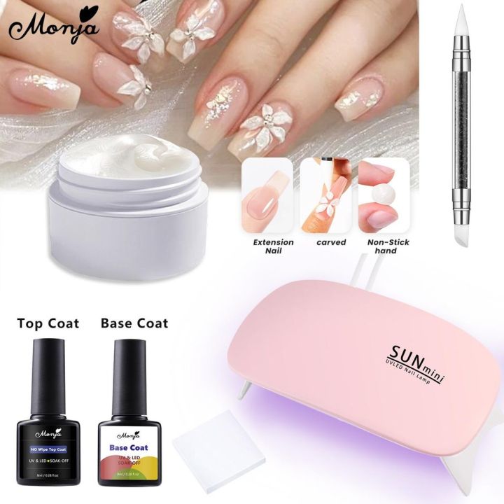 Monja 6Pcs Nail Art Set 3D Sculpture Nail Gel Nail Dryer Dual-ended ...