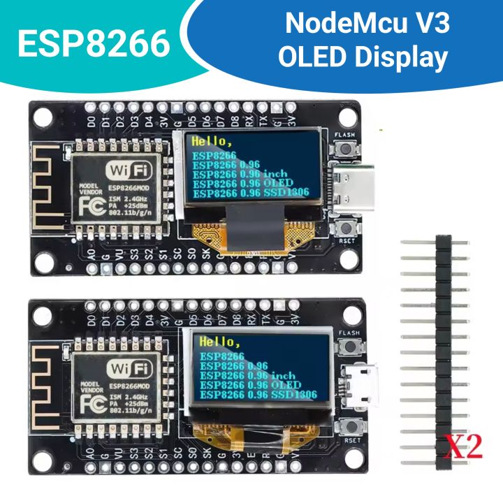 NodeMCU ESP8266 Development Board with 0.96‘’ OLED Display CH-340 ESP ...