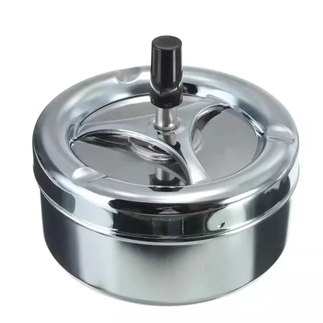 metal Round Push Down Ashtray with lid Office living room ashtray ...