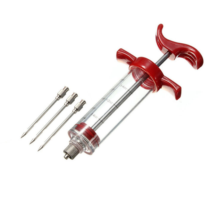 Meat Injector Syringe - 3 Marinade Injector Needles for BBQ Grill ...