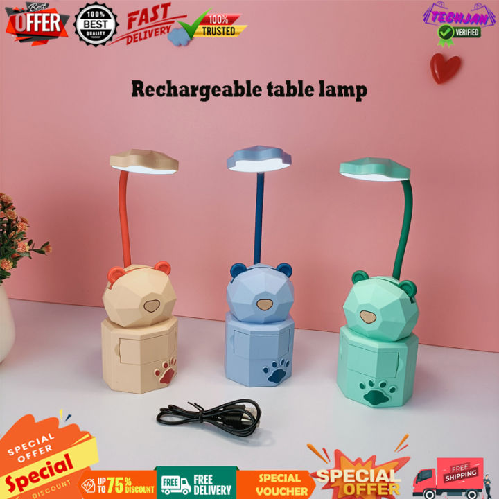 Cartoon LED Lable Lamp USB charging Eye Protection Bedroom Nightlight ...