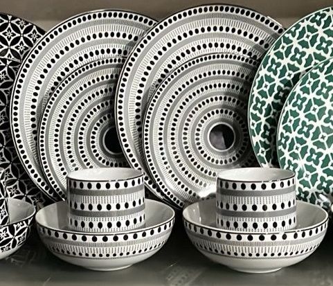24 Pieces Ariane Dinner Set BLACK DOT Design | Daraz.com.bd