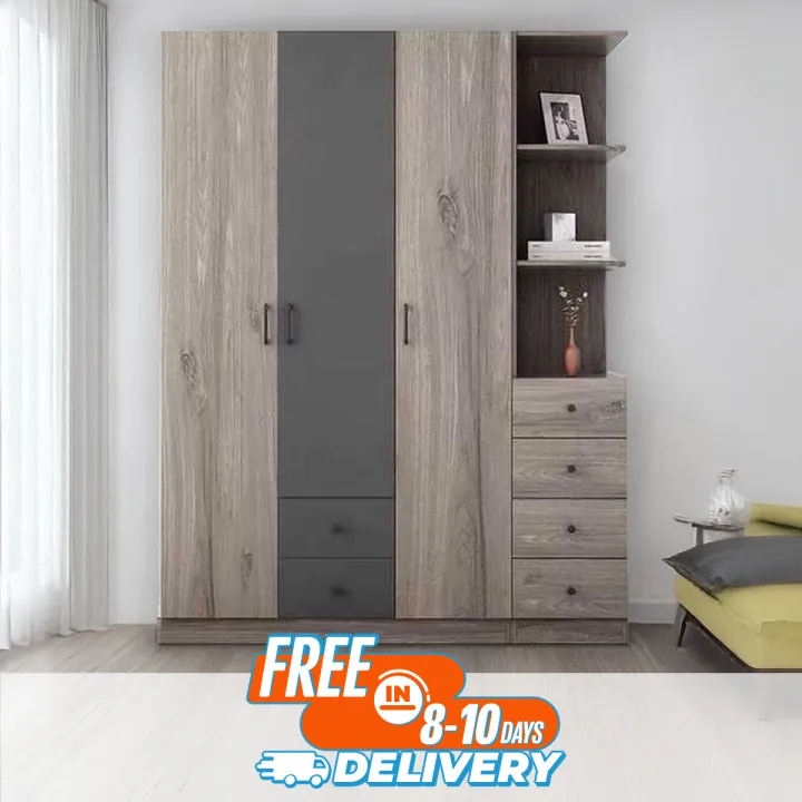 4 Door Almirah for Bedroom with Drawers, Shelves and Hanging Space | 4 ...